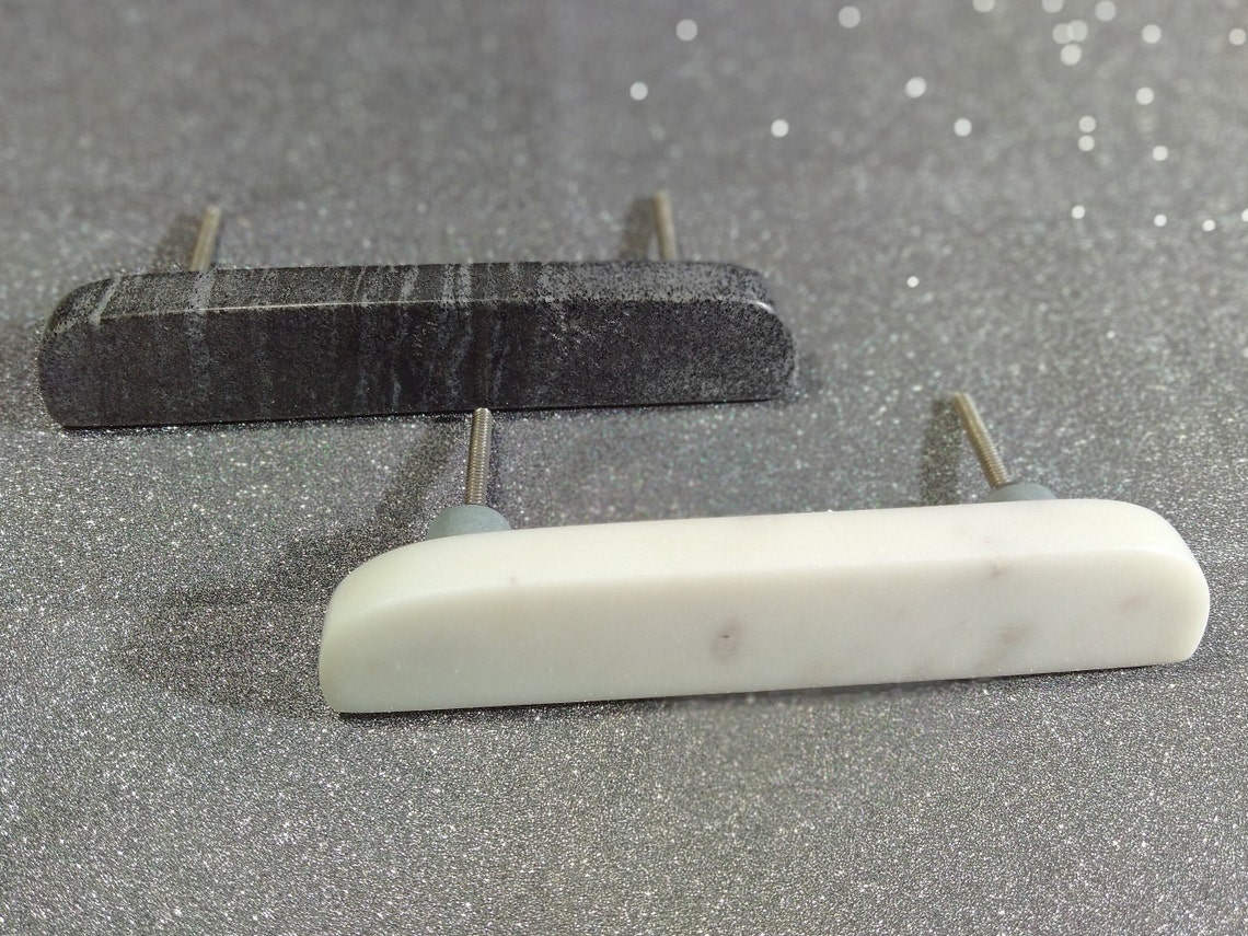 Marble Drawer Pull: White & Black Stone Cabinet Handle, Dresser Knob - Etsy