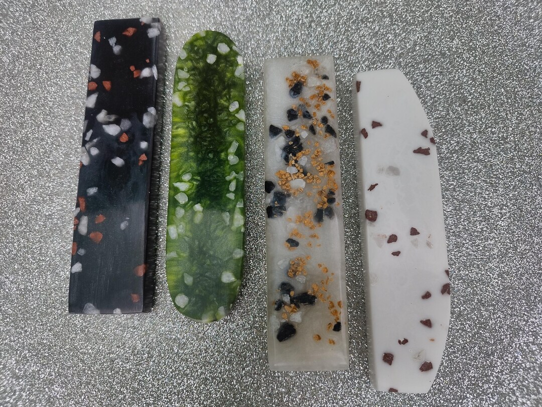 Terrazzo Epoxy Resin Drawer Pull: Green, Black & White Pearl Cabinet ...