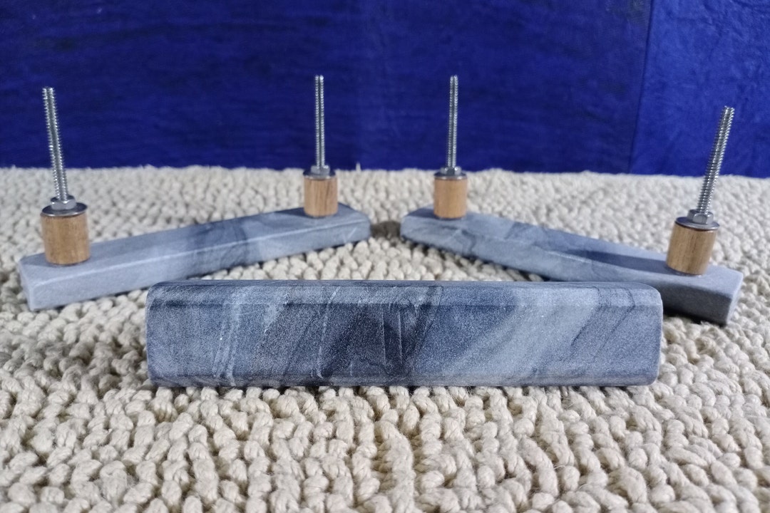Set of Elegant Grey Stone or Marble Drawer Pulls, Cabinets, Dressers ...