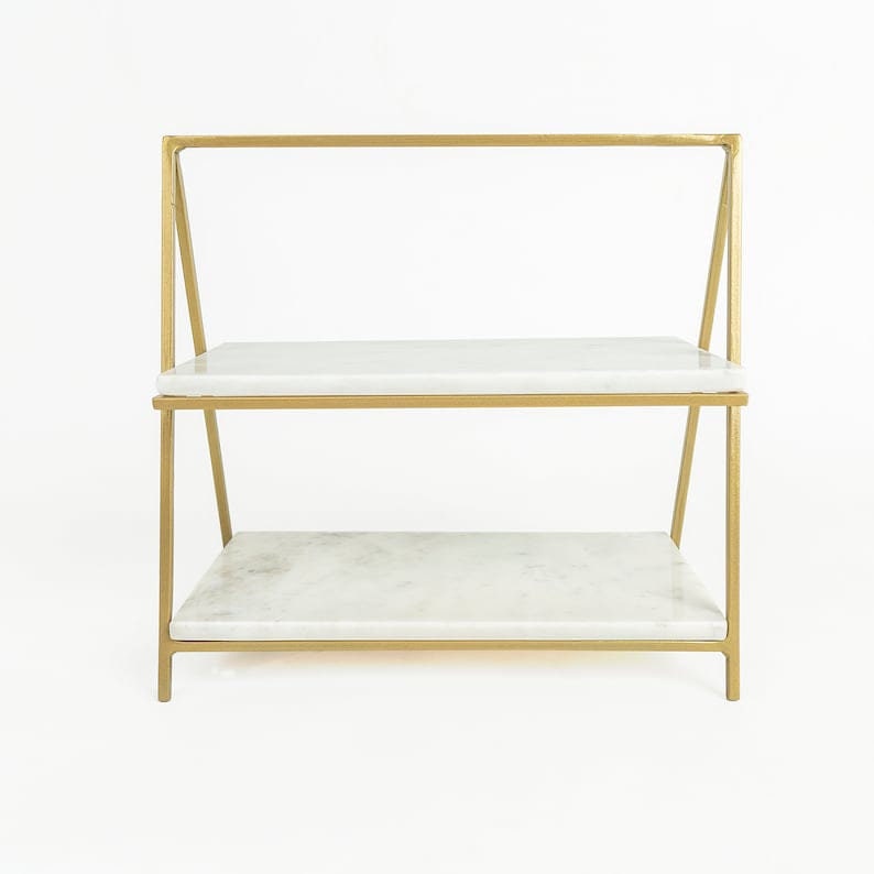 White Marble 2-tier Server Pastry Stand in Marble Marble Tray Marble ...