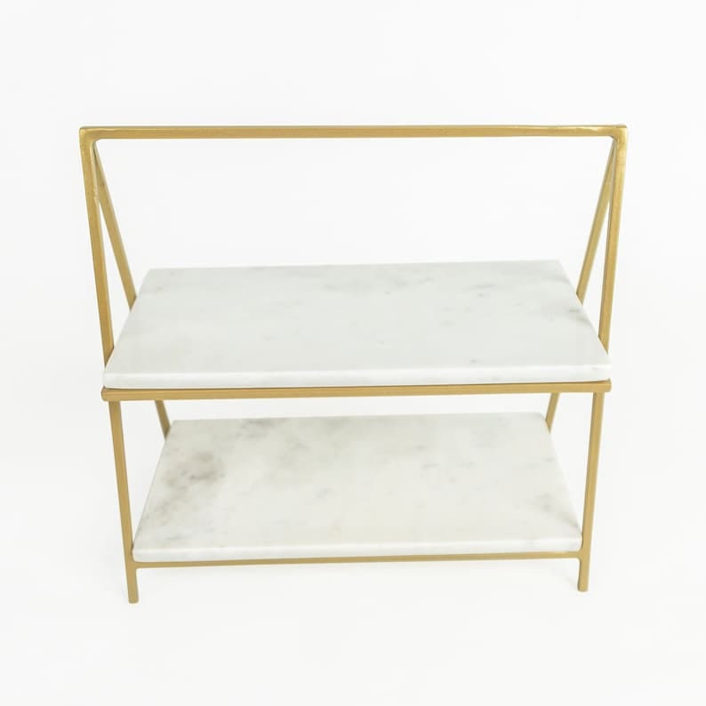 White Marble 2-tier Server Pastry Stand in Marble Marble Tray Marble ...