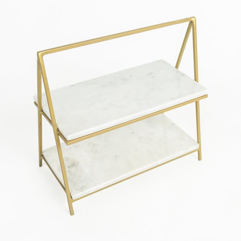 White Marble 2-tier Server Pastry Stand in Marble Marble Tray Marble ...