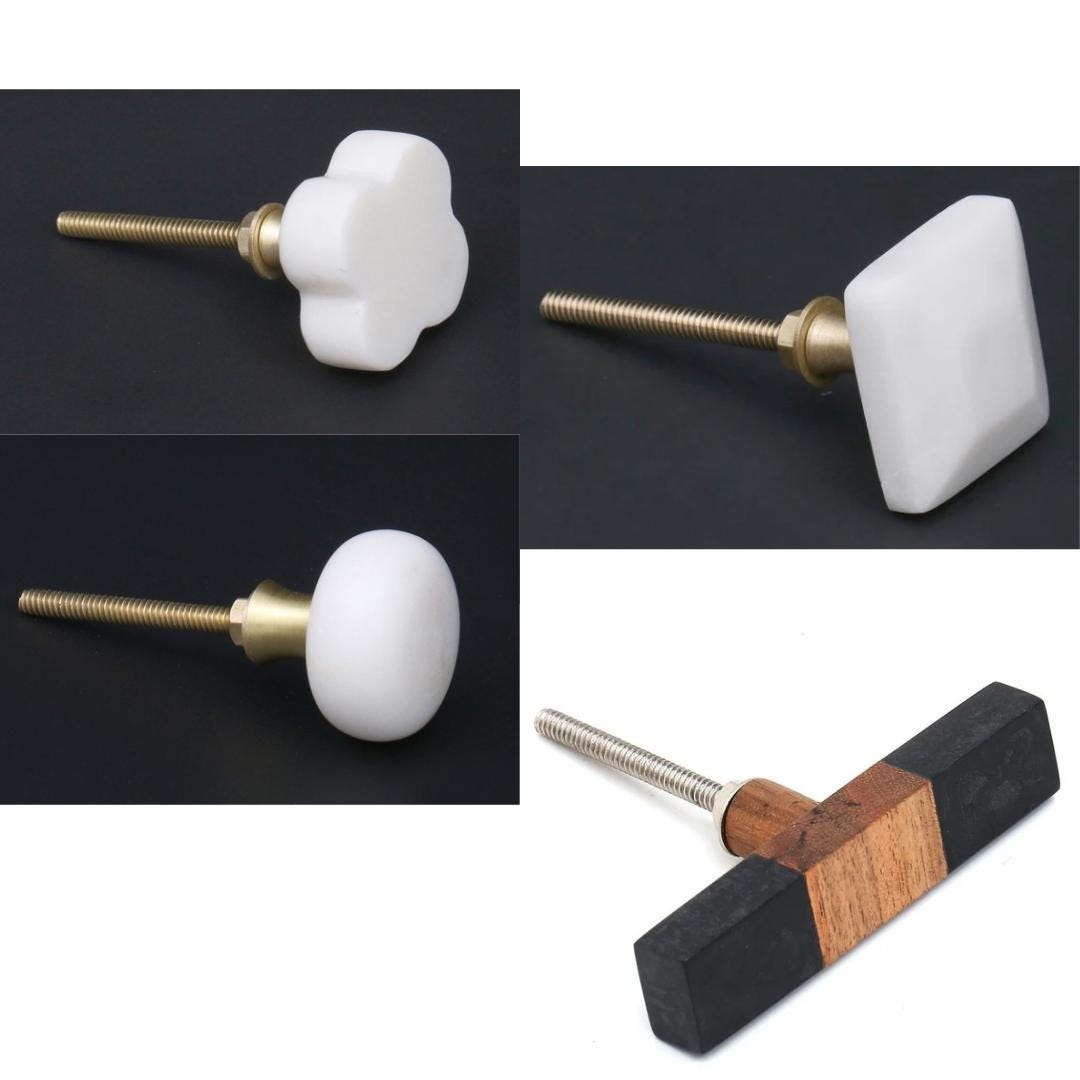 Round Black and White Drawer Knobs Unique Diffrent Shapes Natural ...