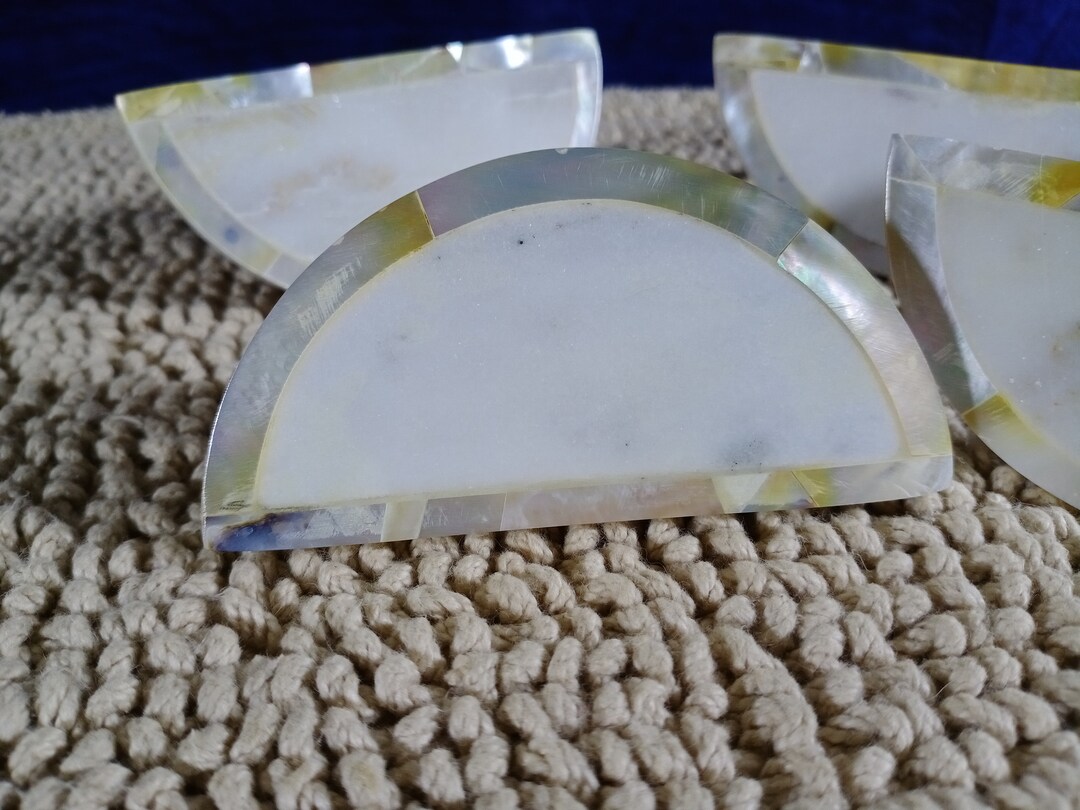 White Marble Cabinet Knob: Half Moon Inlayed Drawer Pull - Etsy