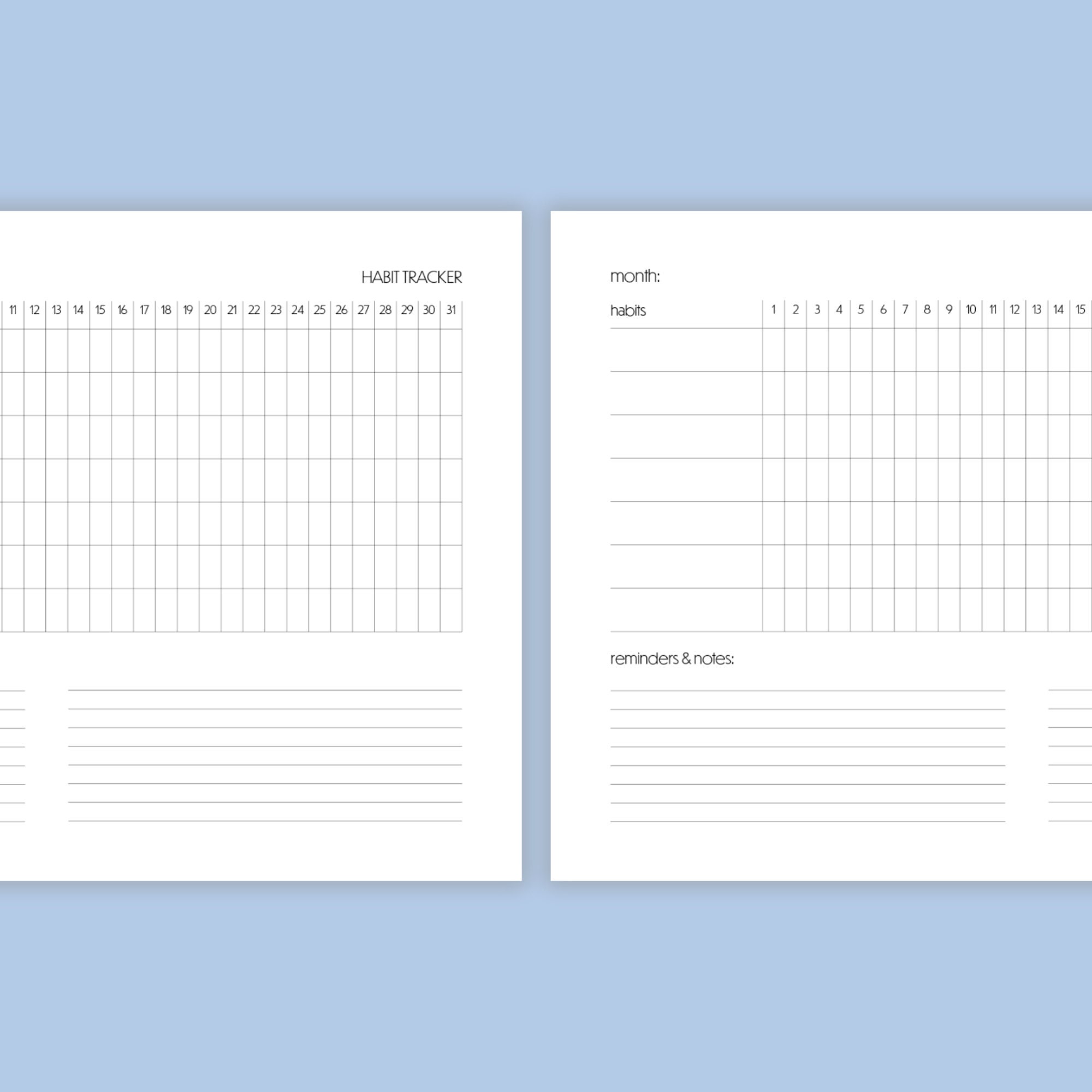 Printable Monthly Habit Tracker, Habit Journal, Habit-tracking ...