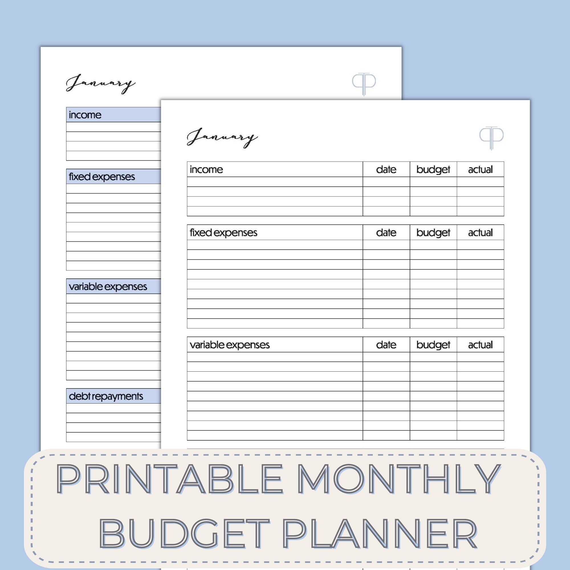 Printable Monthly Budget Planner, Financial Planning, Budgeting, Track ...