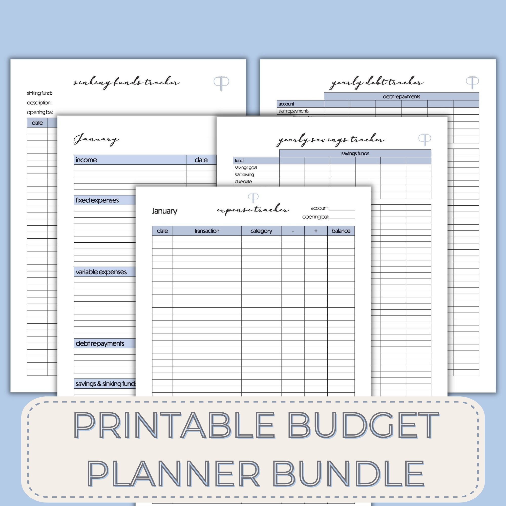 Printable Budget Planner Bundle, Financial Planning, Budgeting, Expense ...