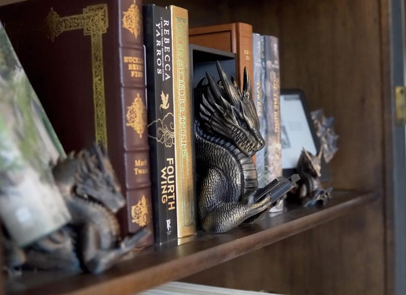 The Reading Dragon Book Nook DIGITAL FILE- STL and .3mf - Etsy