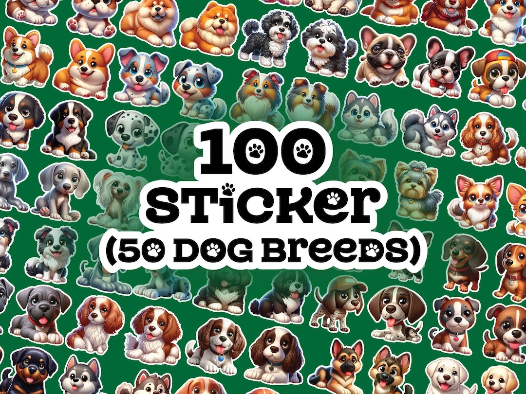 100 Sticker PNG (50 Dog Breed) | Digital Download PNG High Image ...