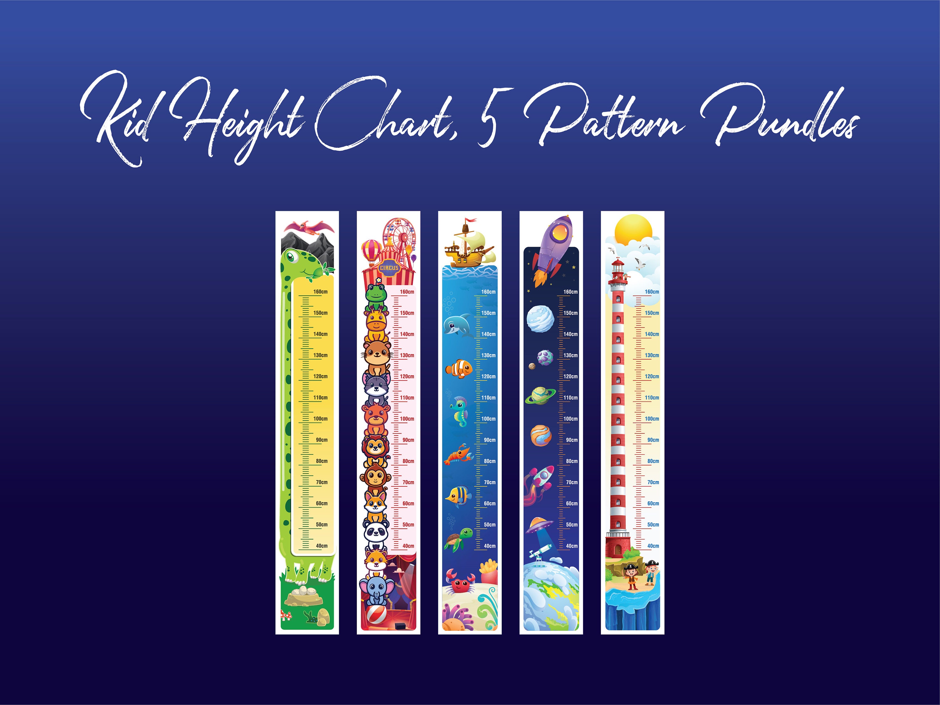 Kid Height Chart 5 Pattern Bundles, Height Growth Chart for Children ...
