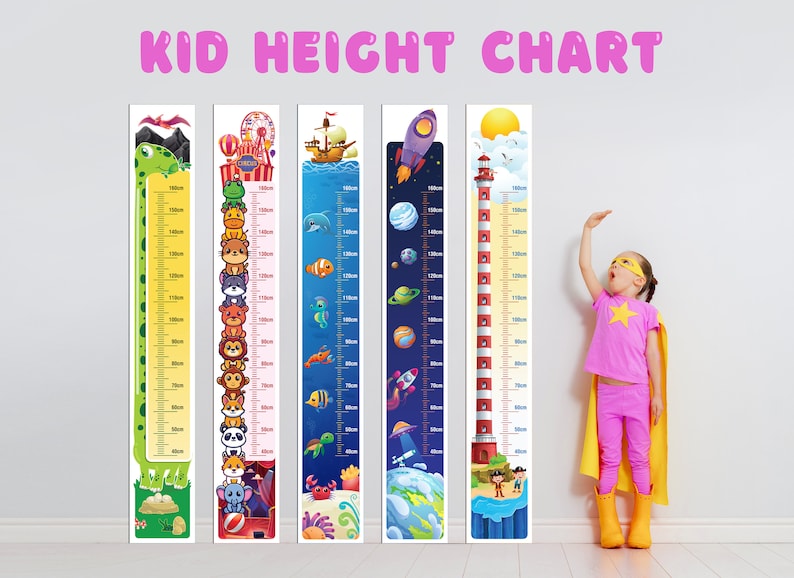 Kid Height Chart 5 Pattern Bundles, Height Growth Chart for Children ...