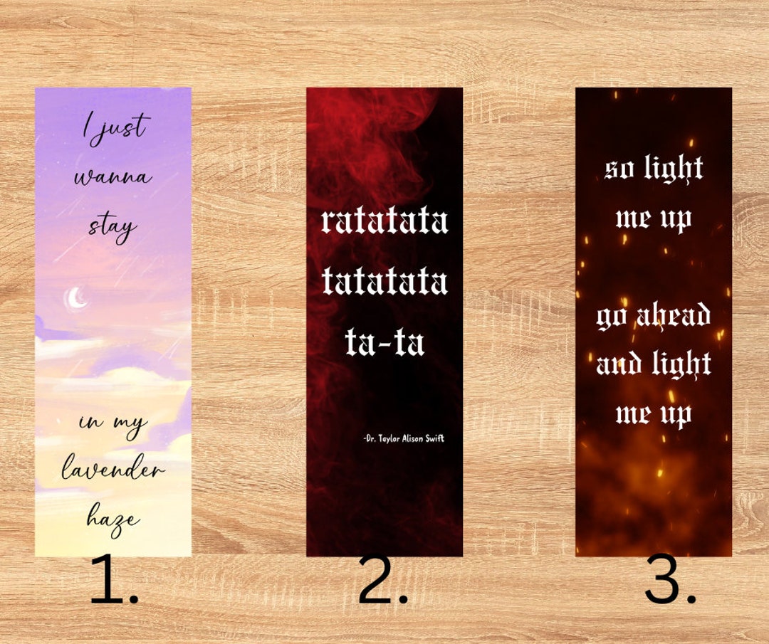 Taylor Swift Lyric Bookmarks version 2 - Etsy