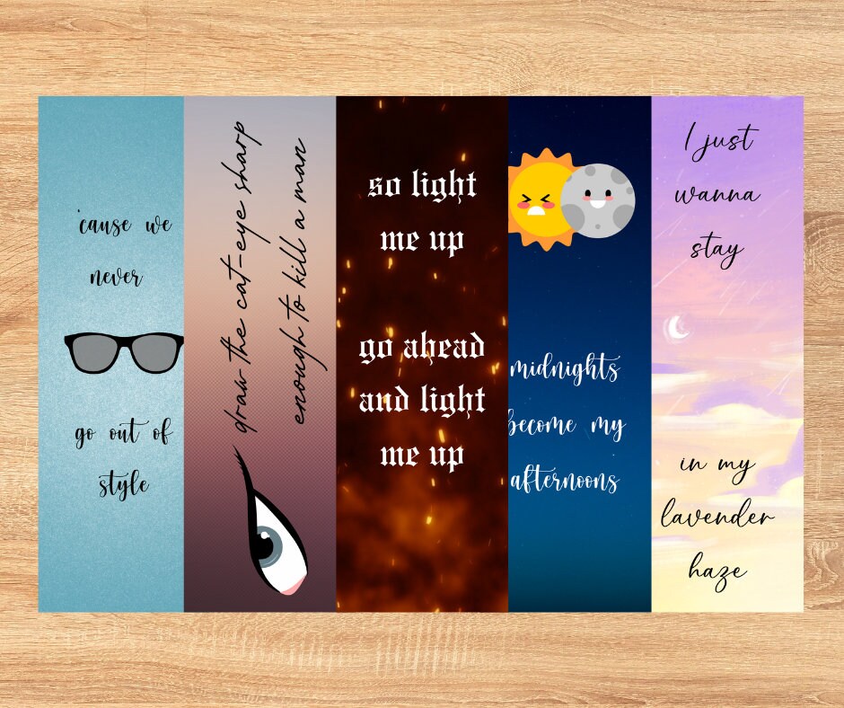 Printable Taylor Swift Lyric Bookmarks bundle 2 - Etsy