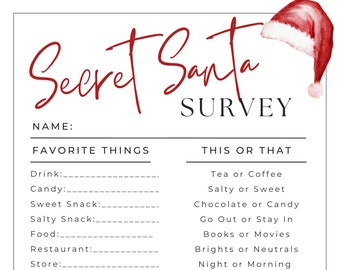 Secret Santa Gift Exchange Secret Santa Survey Secret Santa ...