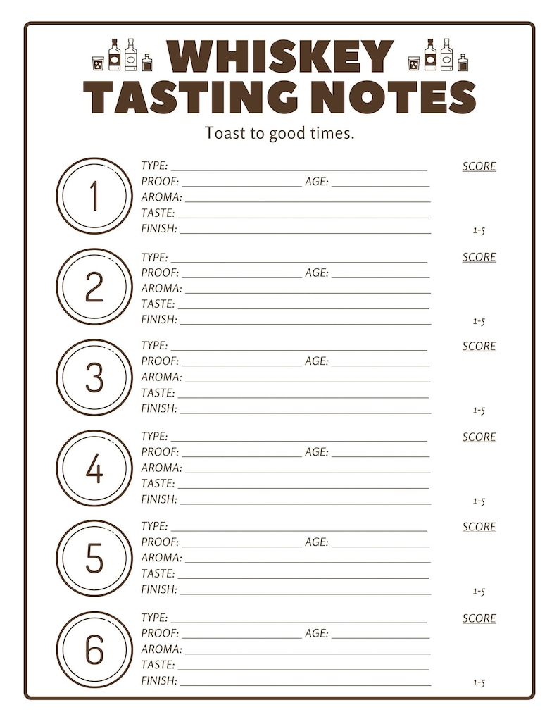 Whiskey Tasting Notes - Etsy
