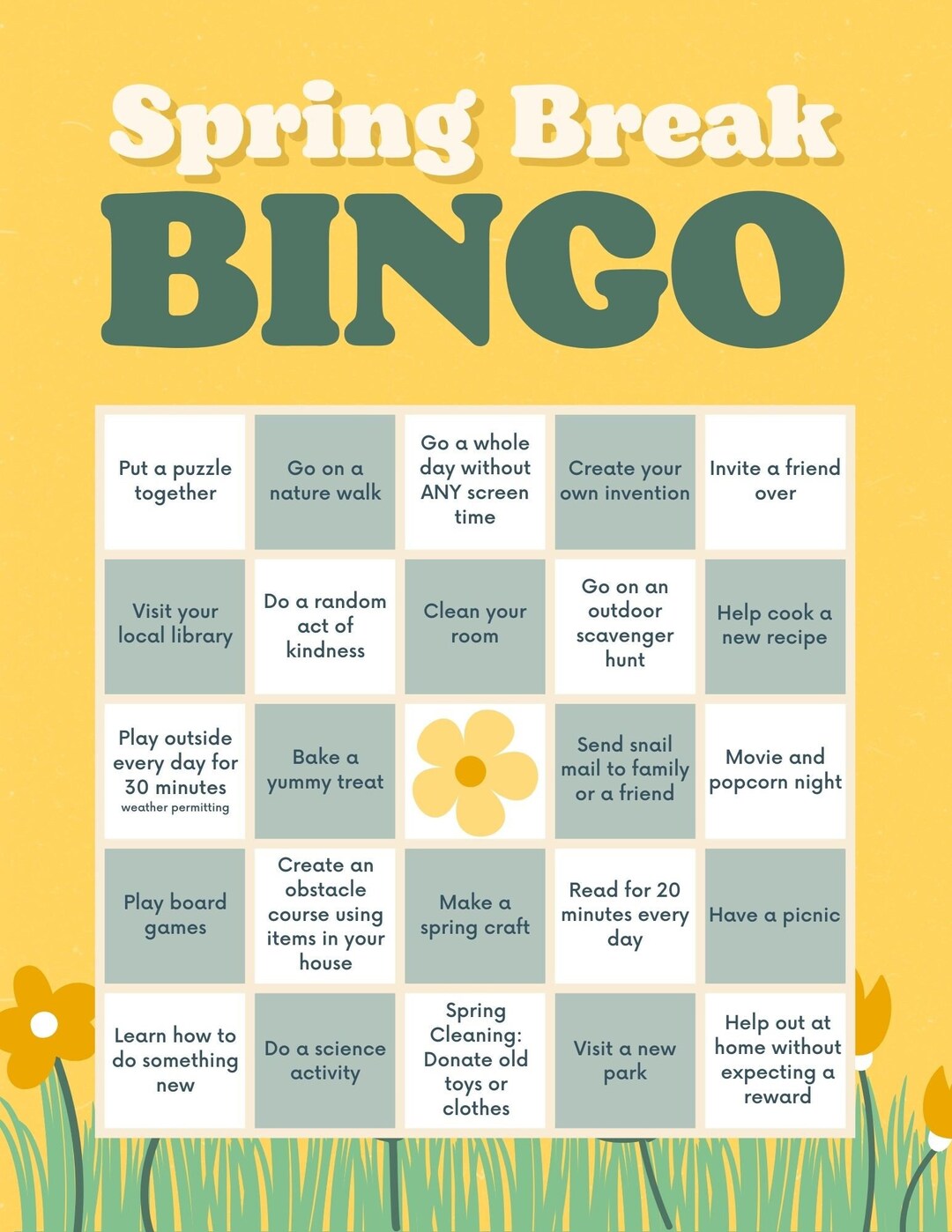 Spring Break BINGO - Etsy