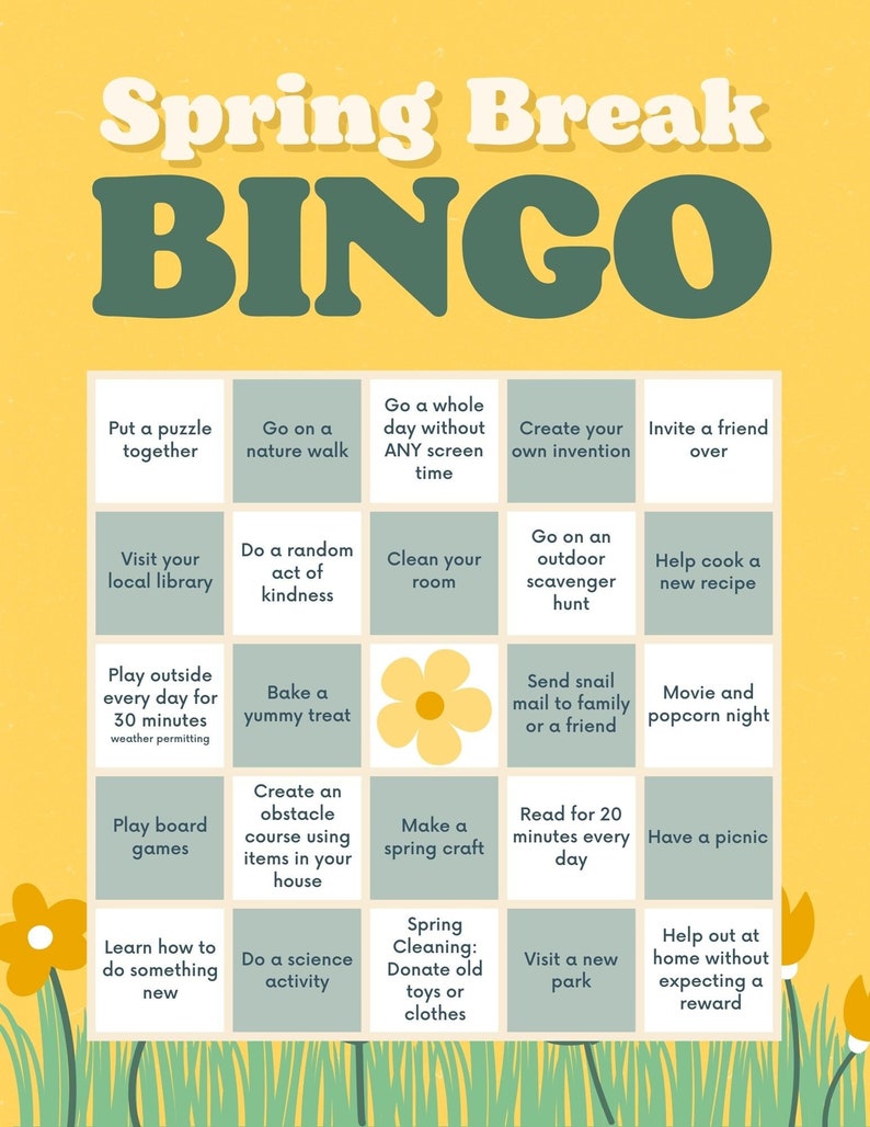 Spring Break BINGO - Etsy
