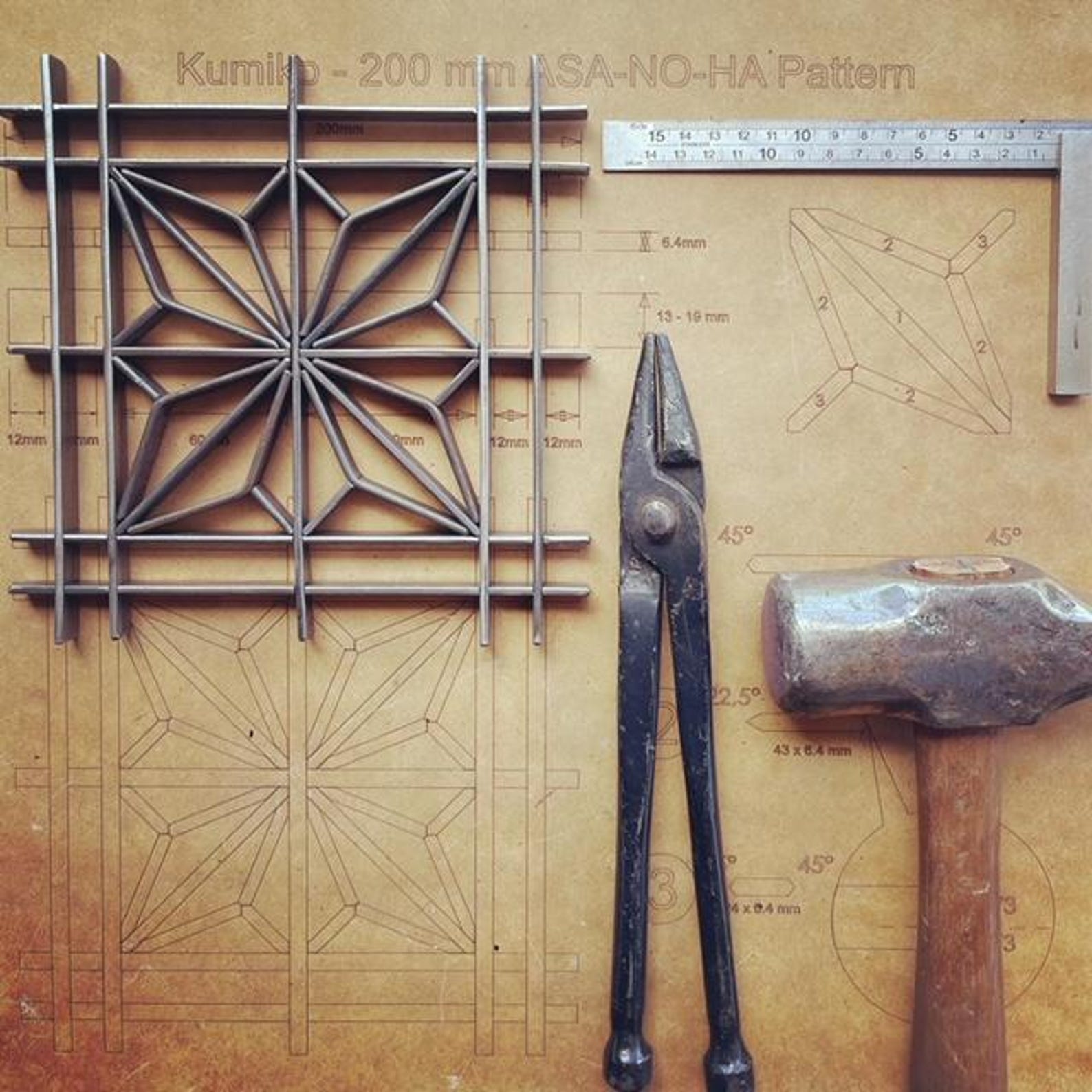 200mm Kumiko Asanoha DIY Plans - Full-scale Working Drawing and ...