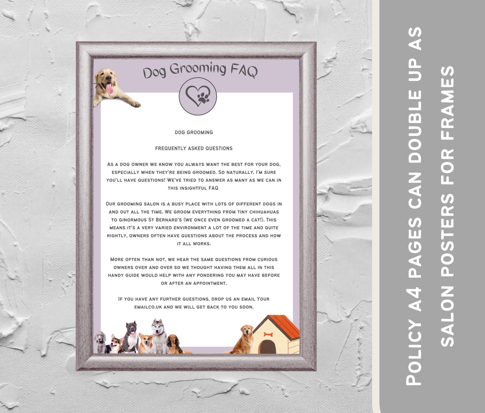 Dog Grooming Salon Policy Posters X3 Dog Business Policy Handouts. Dog ...