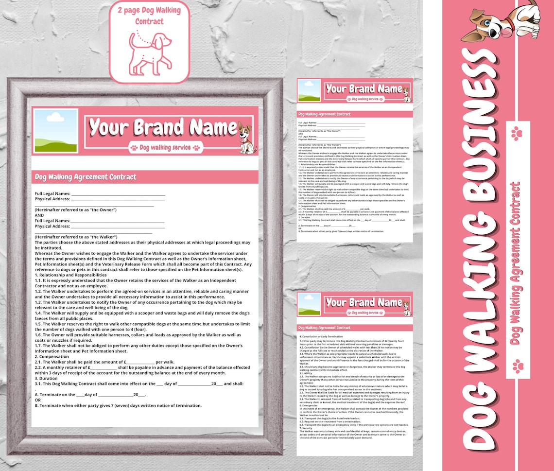 Dog Walking Business Forms. Dog Walker Business Forms. Dog - Etsy UK