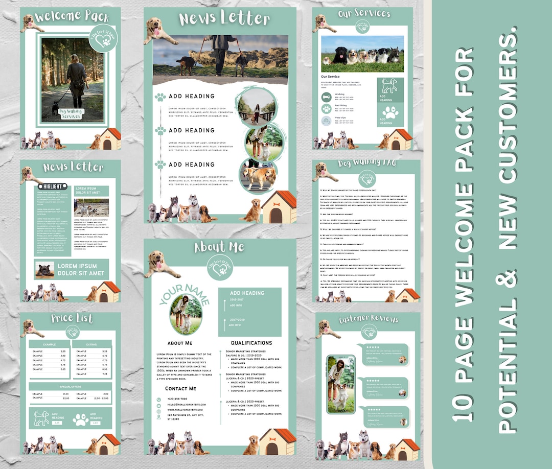 Dog Walker Business Welcome Pack. Dog Walking Business Forms. Dog ...