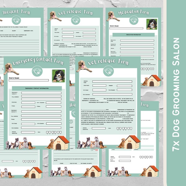 Dog Grooming Business Forms. Mega Bundle of Dog Salon Terms and ...