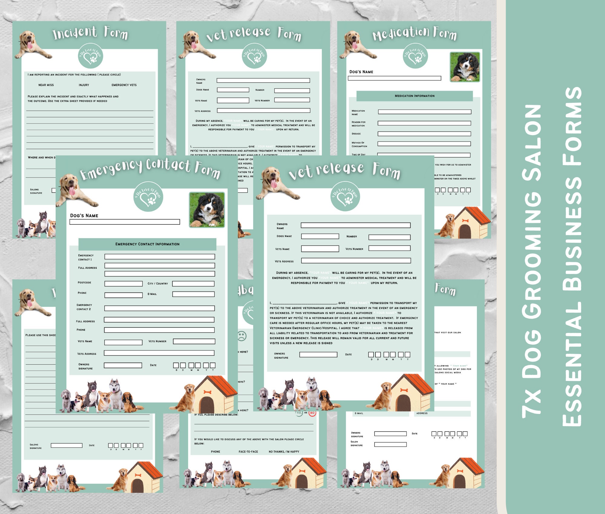 Dog Grooming Salon Business Forms. Dog Business Essential Forms Dog ...