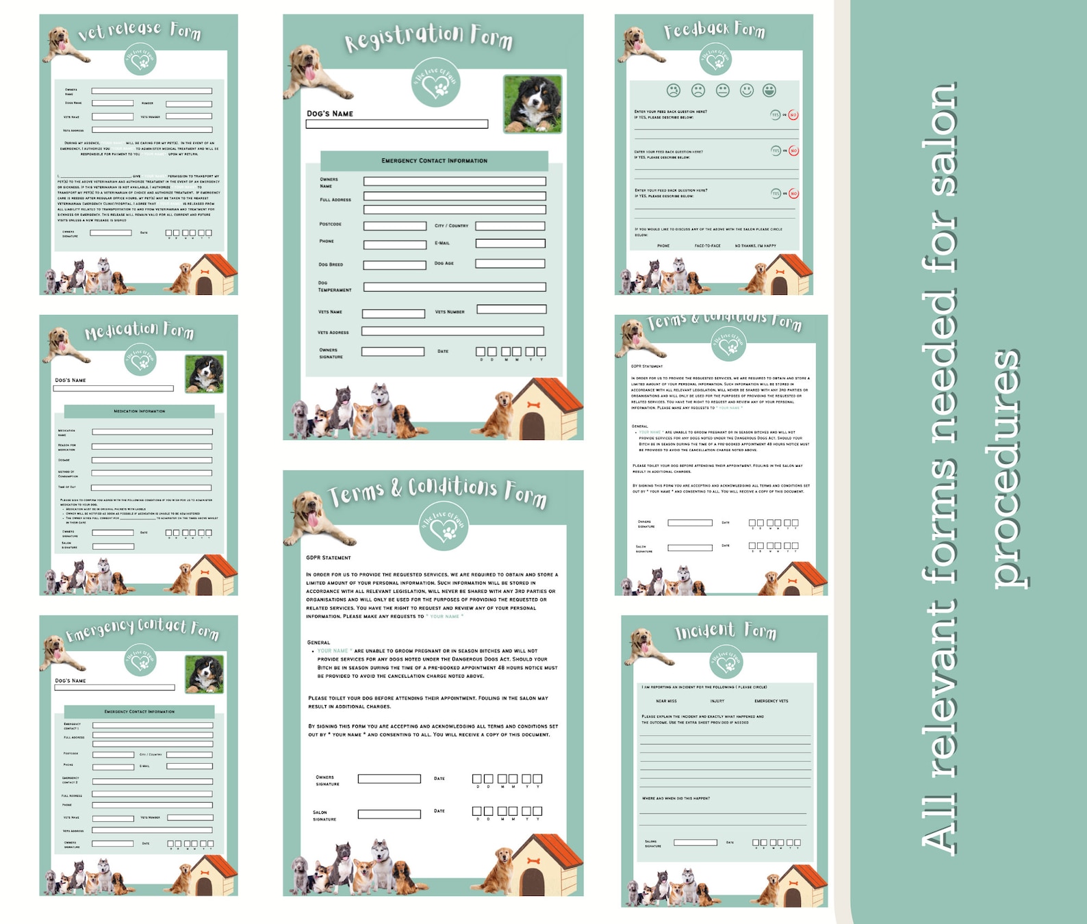 Dog Grooming Business Forms. Mega Bundle of Dog Salon Terms - Etsy