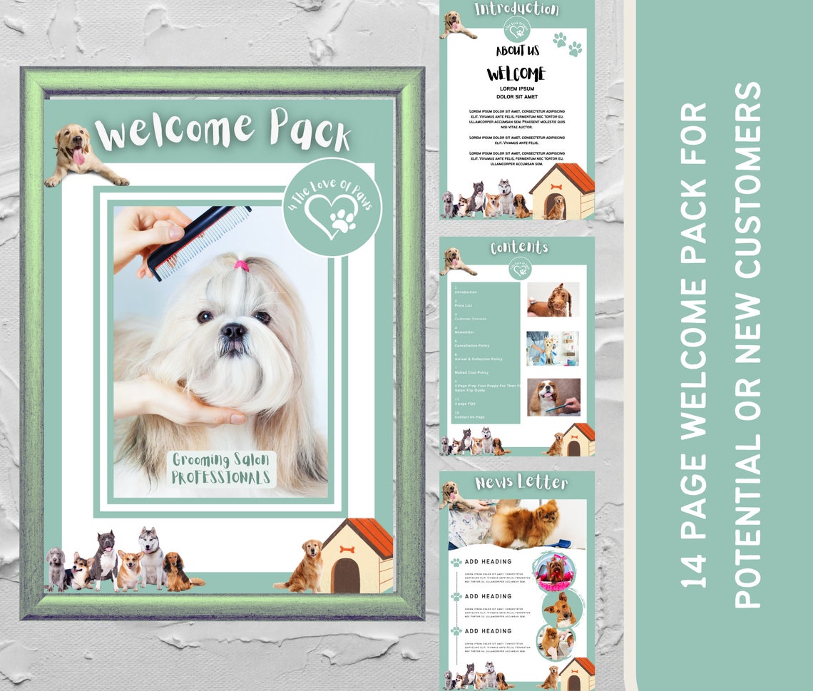 Dog Grooming Salon Welcome Pack. Dog Grooming Business Forms. Dog Salon ...