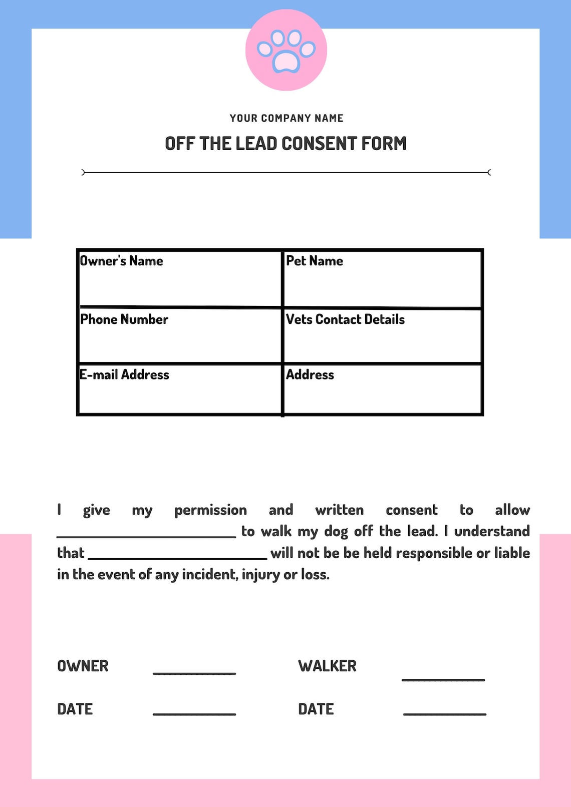 Dog Walking Consent Form Business Starter Kit Dog Printable Etsy UK dog-walking-consent-form-business-starter-kit-dog-printable-etsy-uk