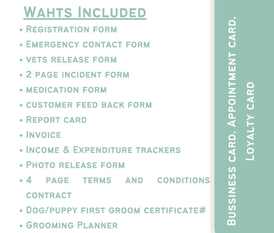 Dog Grooming Business Forms. Mega Bundle of Dog Salon Terms - Etsy