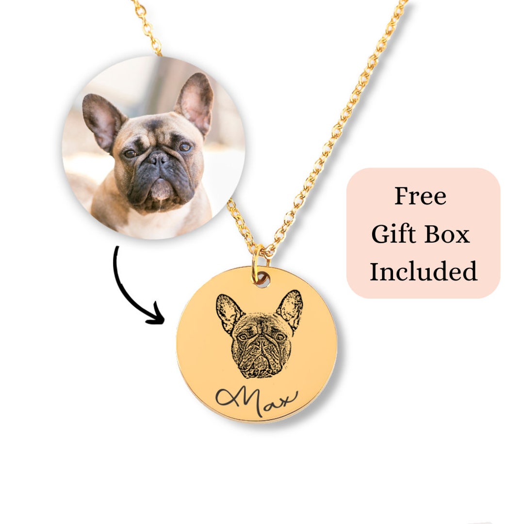 Personalized Pet Portrait Necklace, Custom Pet Necklace With Name ...