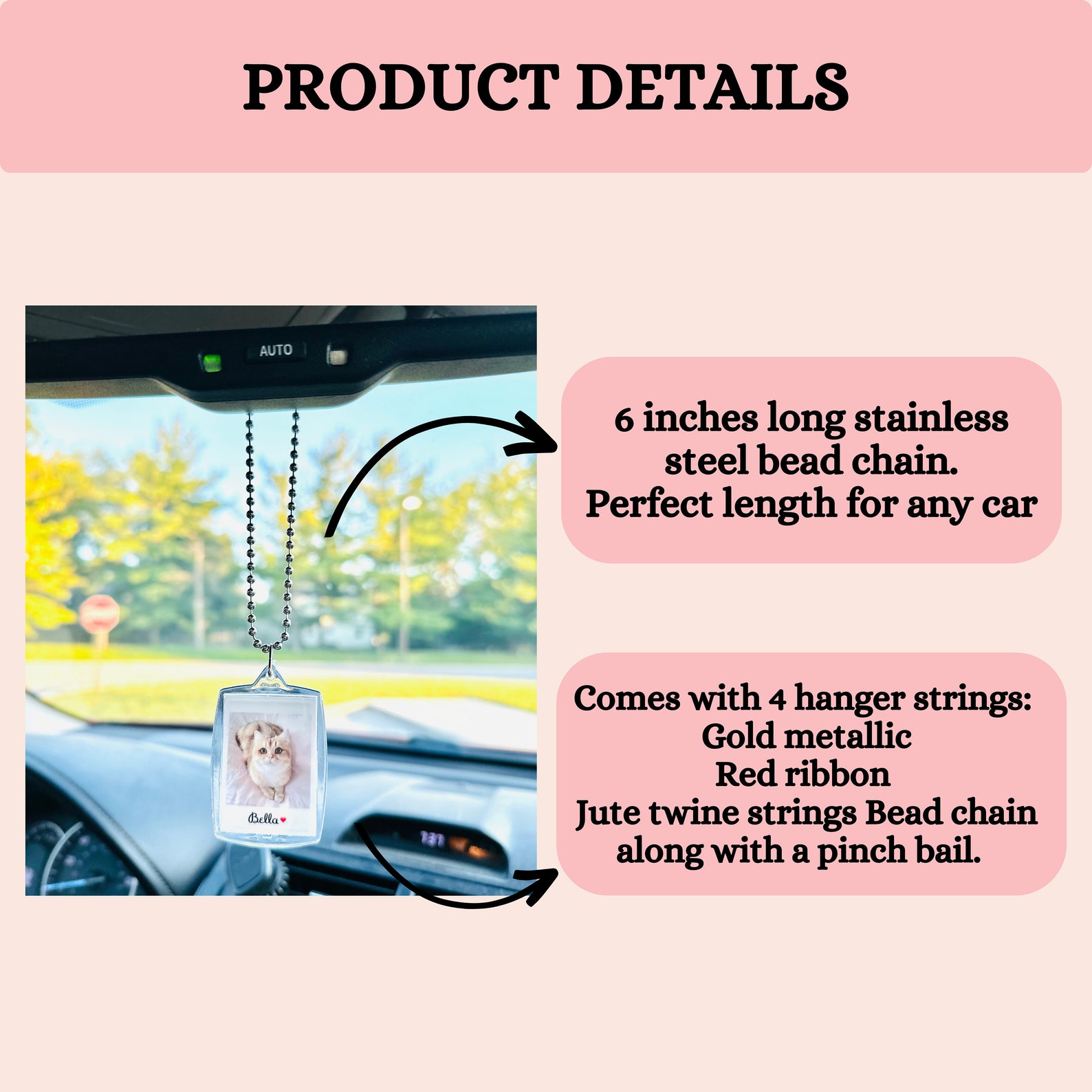 Personalized Photo Car Ornament, Custom Car Hanging, Customized Car ...