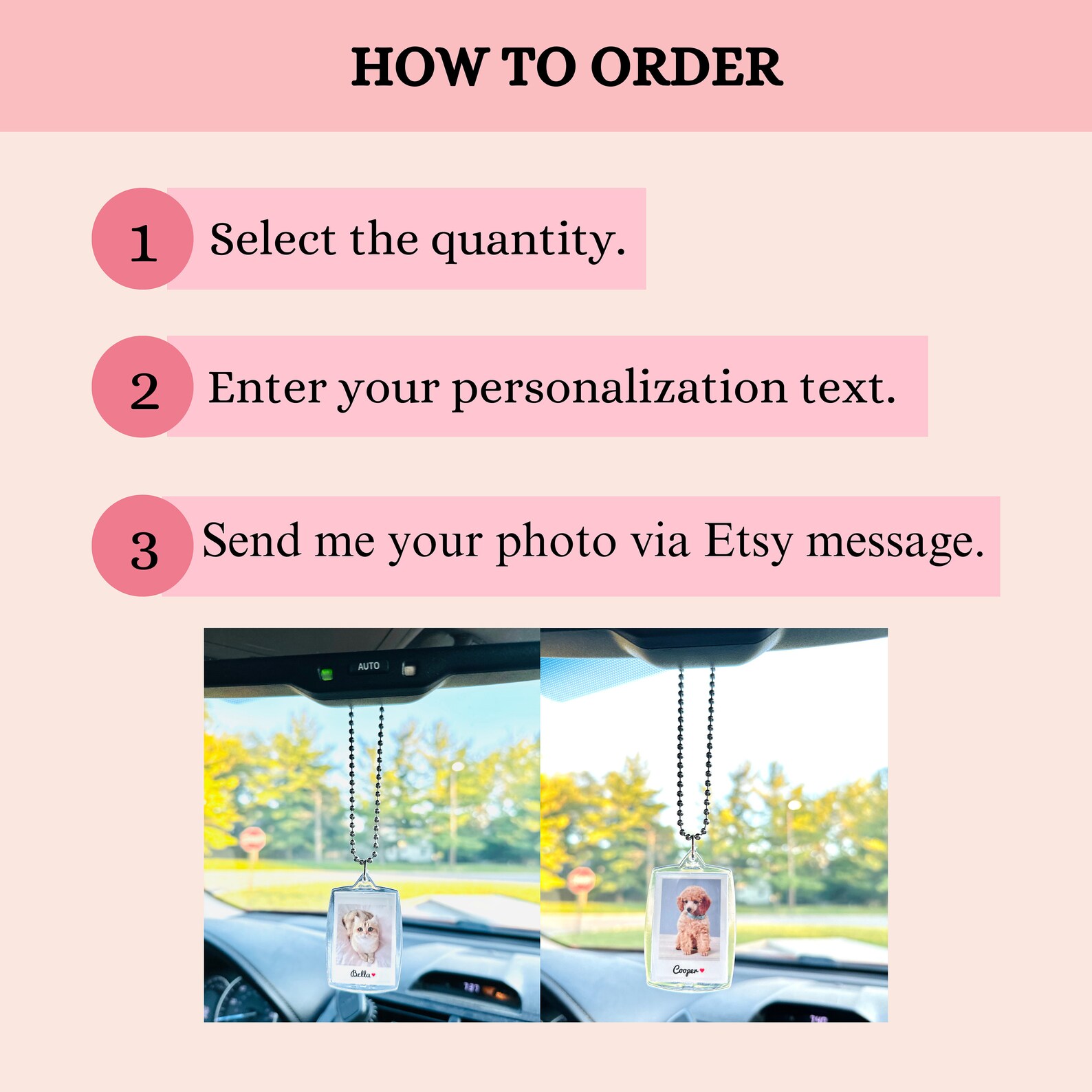 Personalized Photo Car Ornament, Custom Car Hanging, Customized Car ...