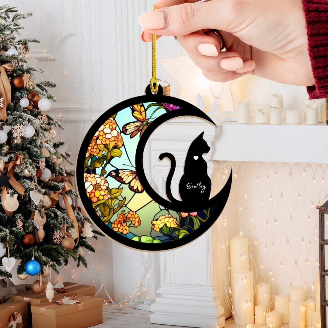 Personalized Cat Suncatcher, Custom Cat Window Suncatcher, Pet Memorial ...