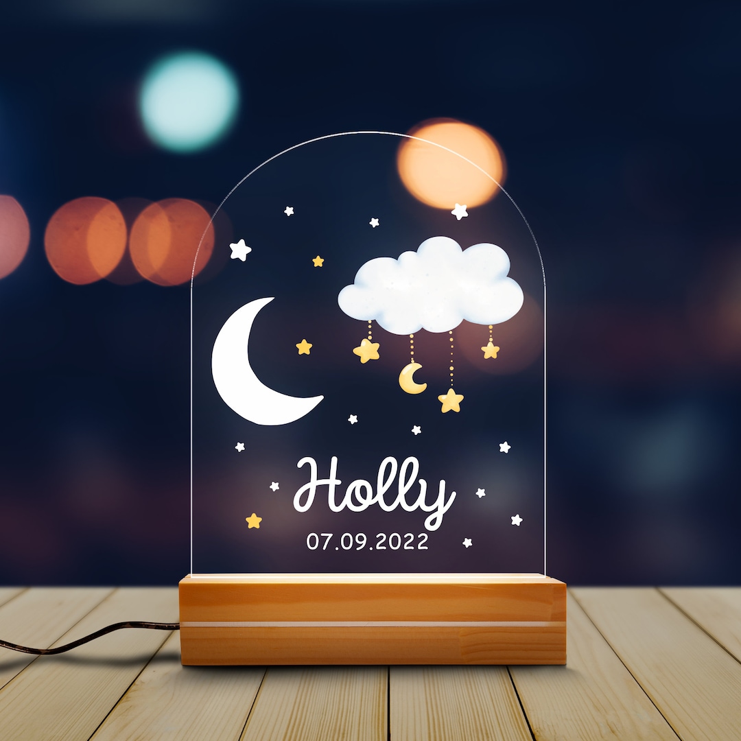 Personalized Moon and Stars Night Light Customized LED Light - Etsy