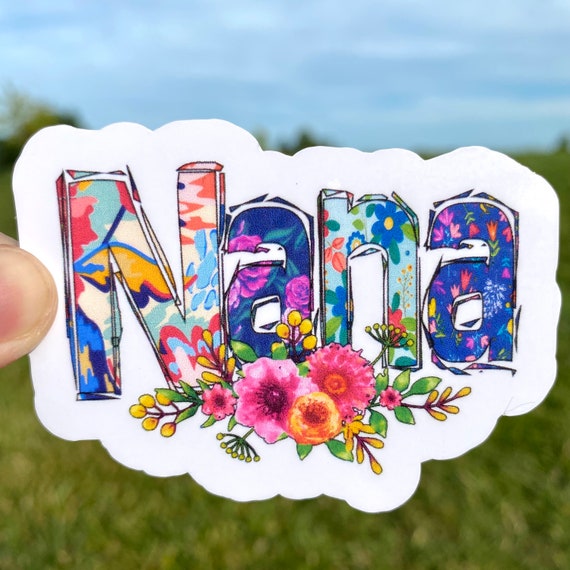 Nana Sticker With Floral Design Waterproof Sticker for | Etsy