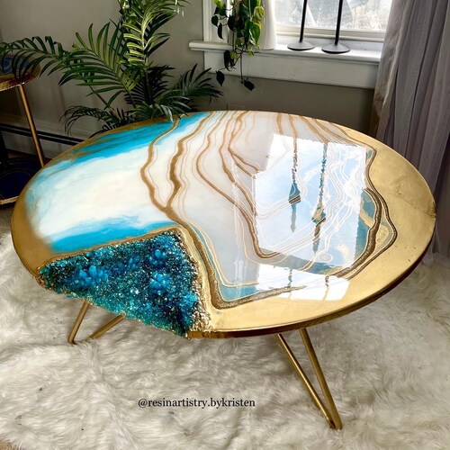 Amethyst Agate Geode Resin Table - Etsy