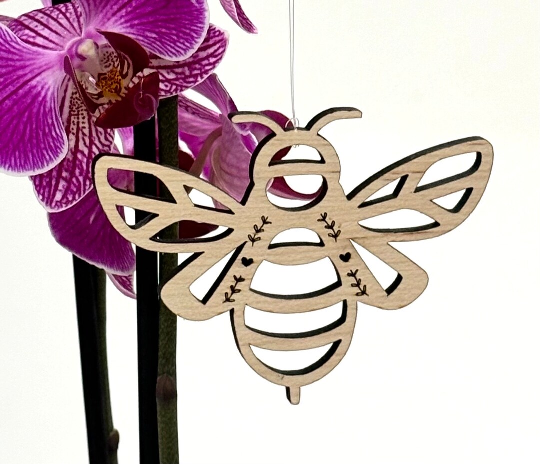 Hanging Wooden Bee, Folk Bee, Laser Cut Bee, Laser Engraved Bee ...