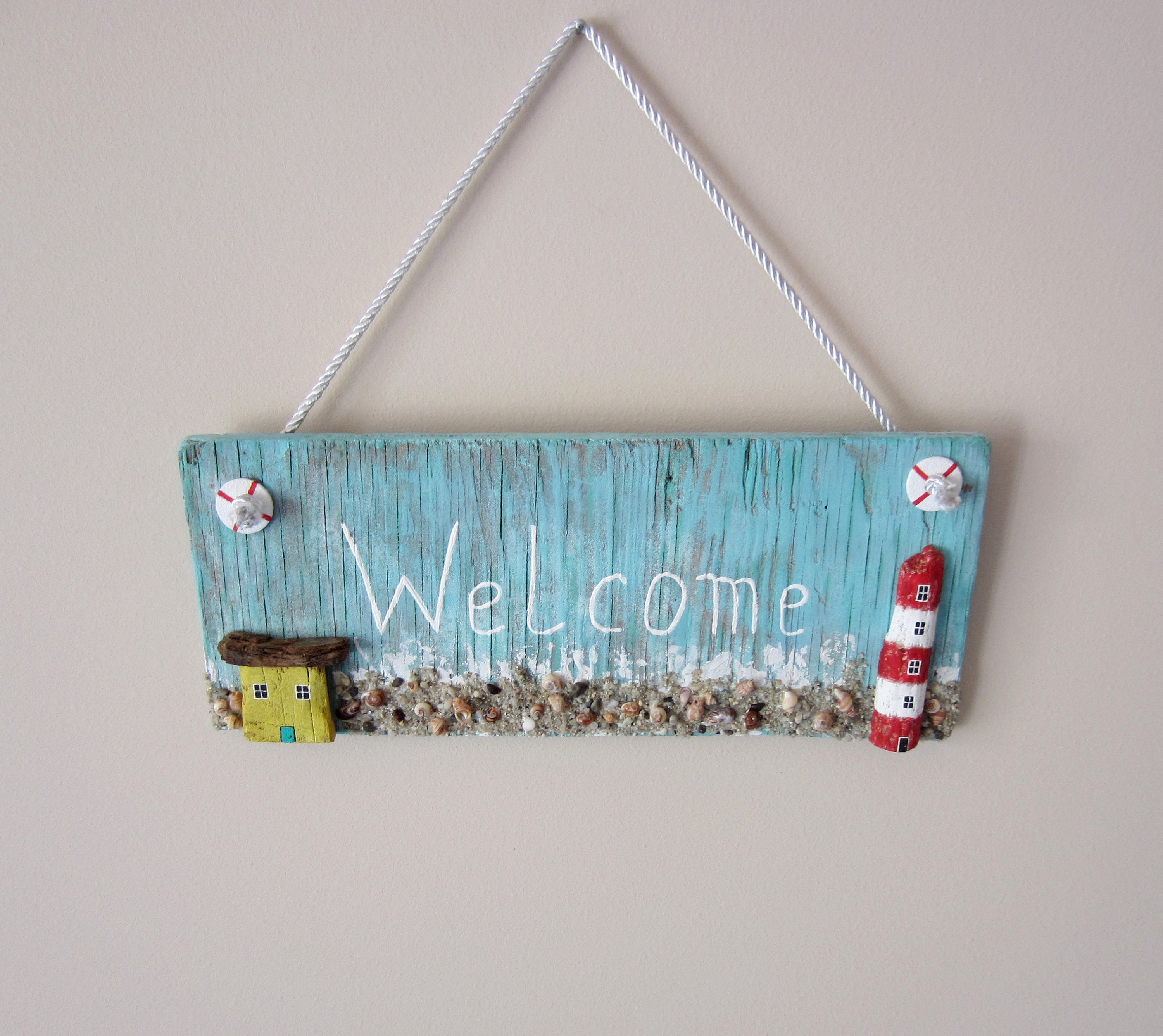 Wooden Welcome Sign Board, Beach Style Hanging Welcome Sign, Plaque ...
