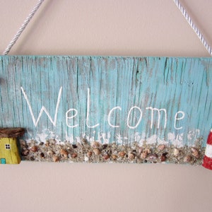 Wooden Welcome Sign Board, Beach Style Hanging Welcome Sign, Plaque ...