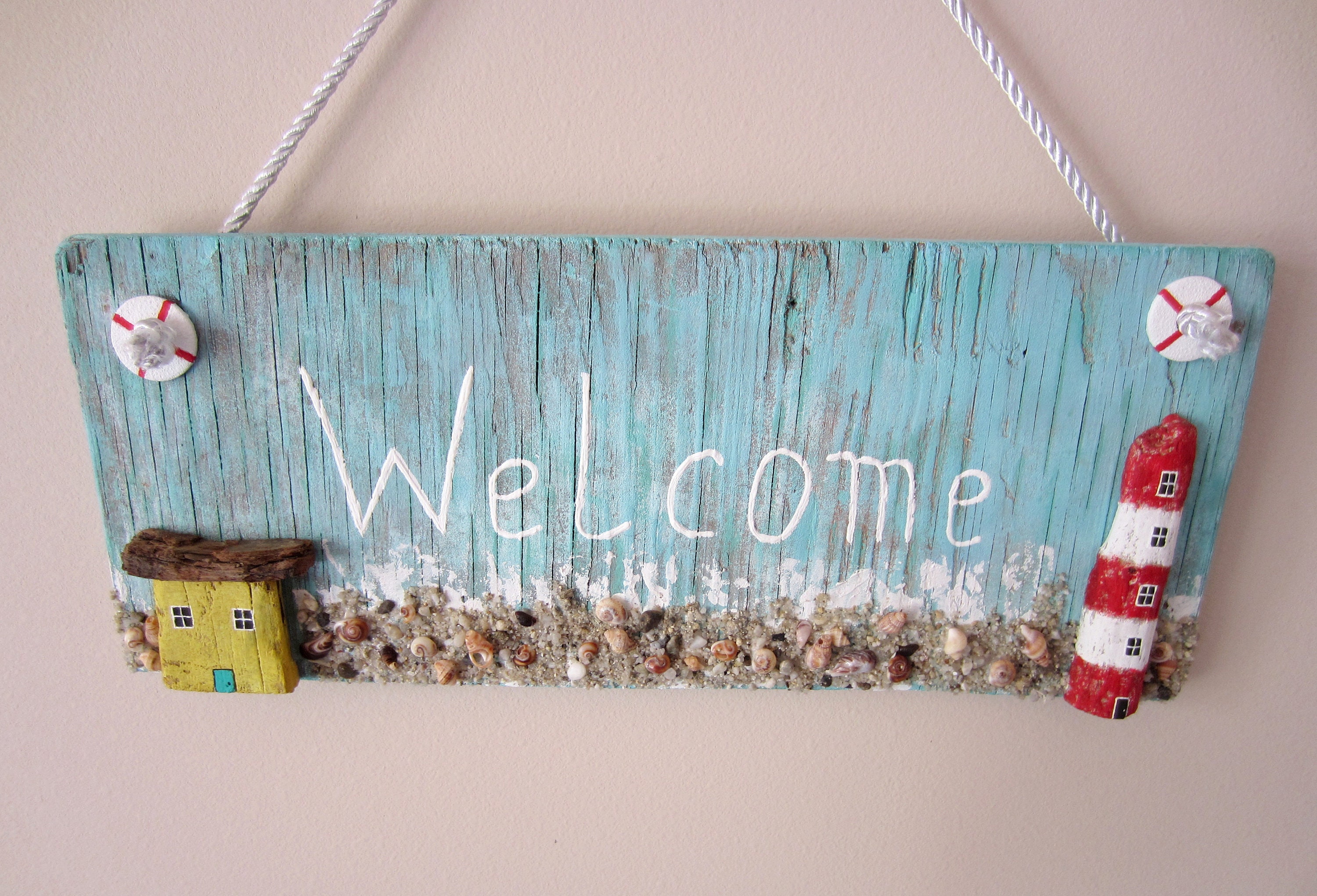 Wooden Welcome Sign Board, Beach Style Hanging Welcome Sign, Plaque ...