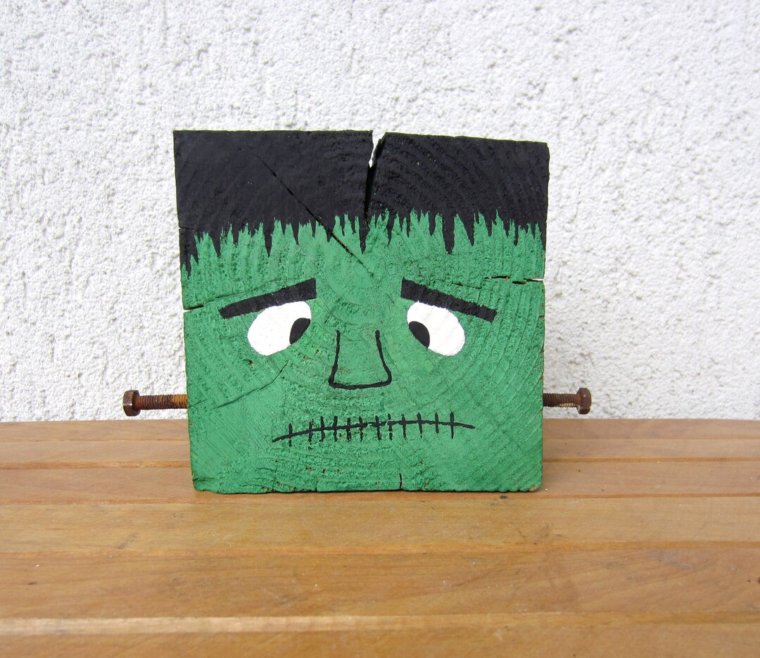 Wood Frankenstein Halloween Decor, Frankenstein Wooden Block Decor ...