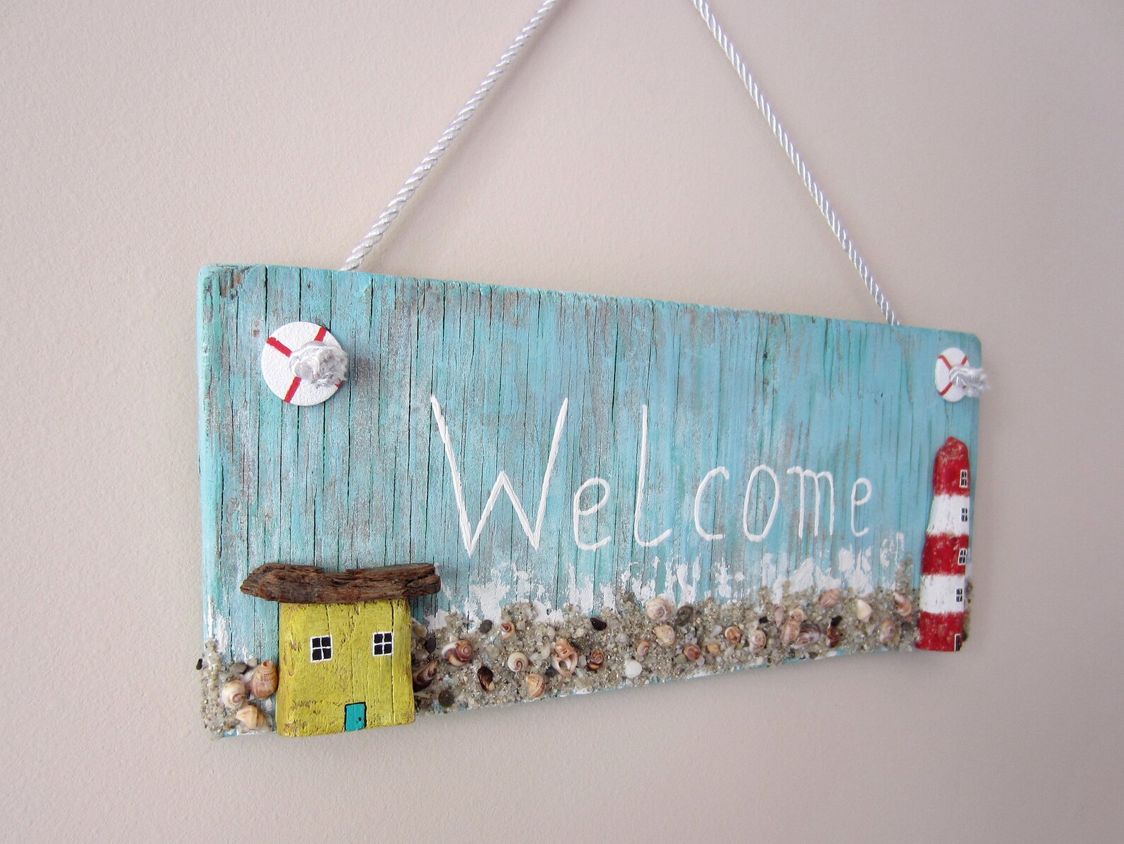 Wooden Welcome Sign Board, Beach Style Hanging Welcome Sign, Plaque ...