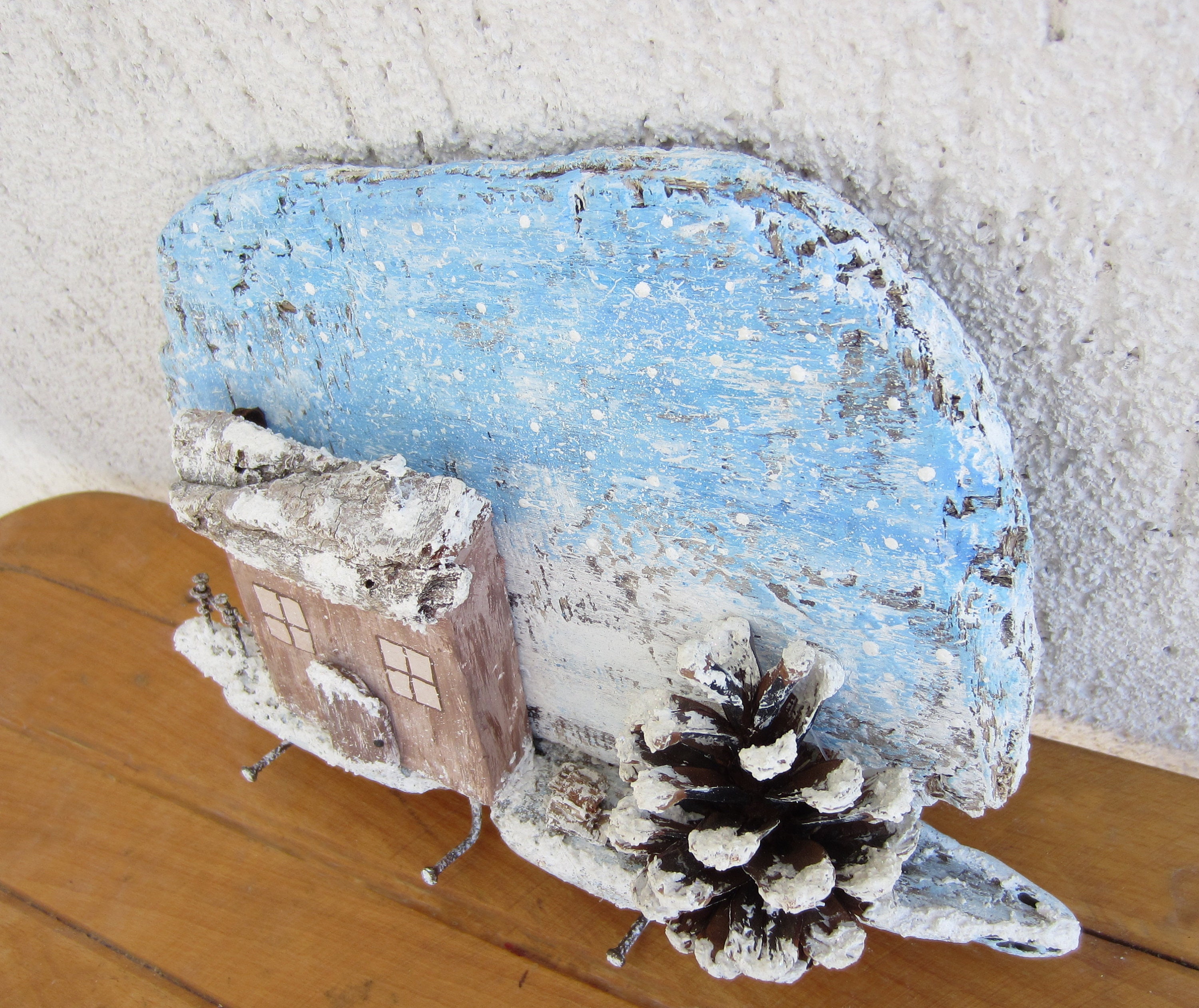 Christmas House Key Rack, Driftwood Winter House Key Holder, Winter ...