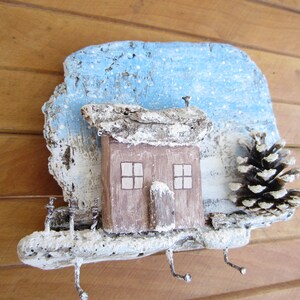 Christmas House Key Rack, Driftwood Winter House Key Holder, Winter ...