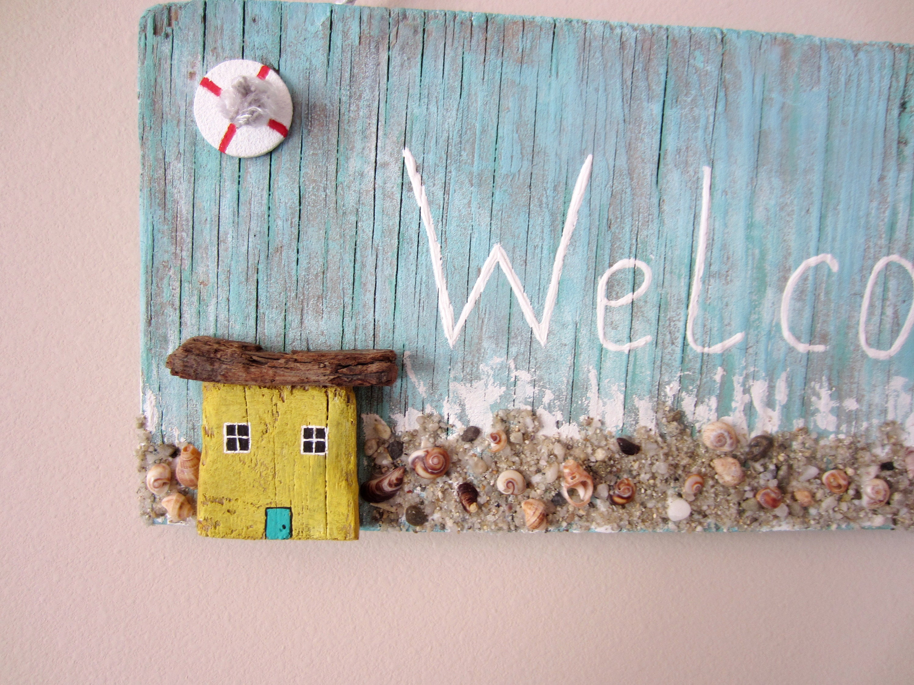 Wooden Welcome Sign Board, Beach Style Hanging Welcome Sign, Plaque ...