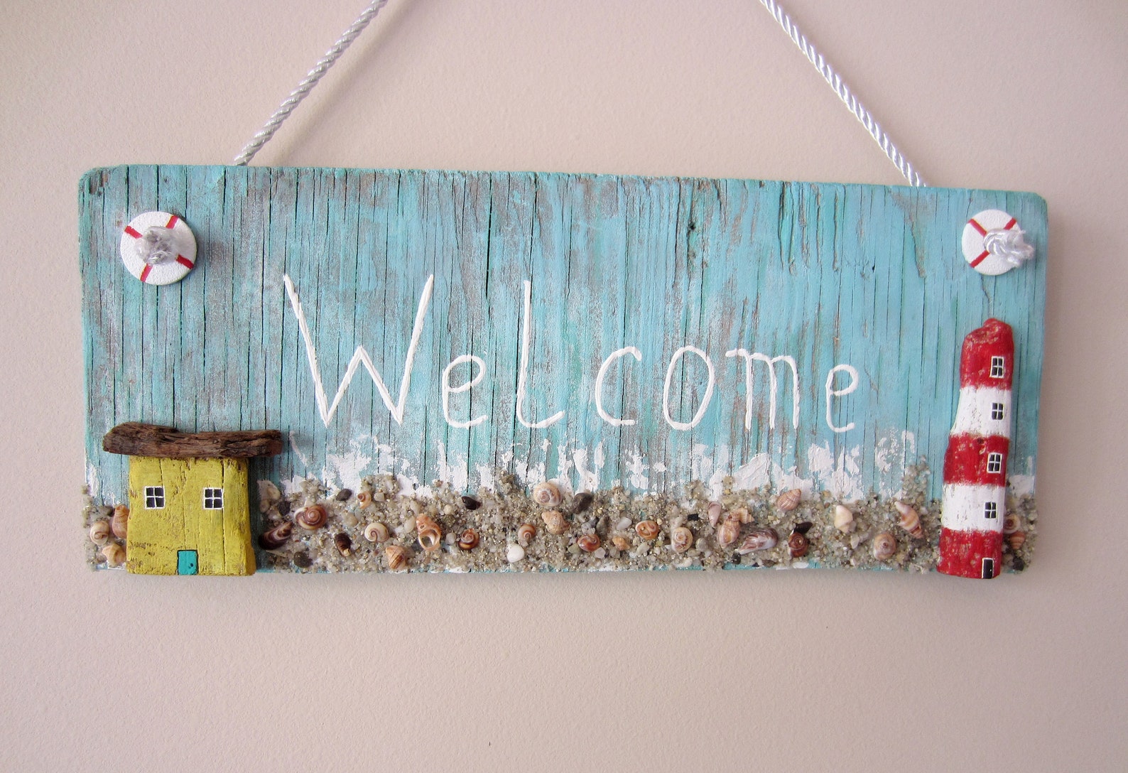 Wooden Welcome Sign Board, Beach Style Hanging Welcome Sign, Plaque ...