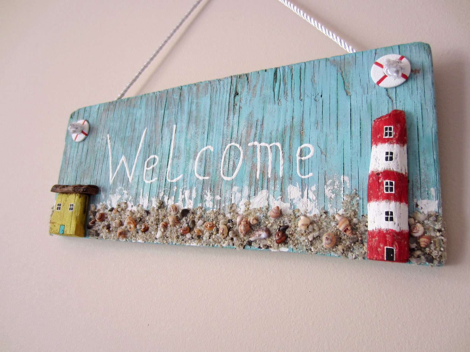 Wooden Welcome Sign Board, Beach Style Hanging Welcome Sign, Plaque ...
