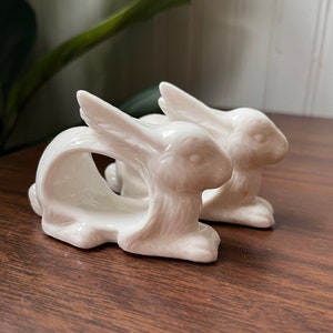 Vintage 1970s White Porcelain Farm Animals Napkin Rings by Abbott Set ...